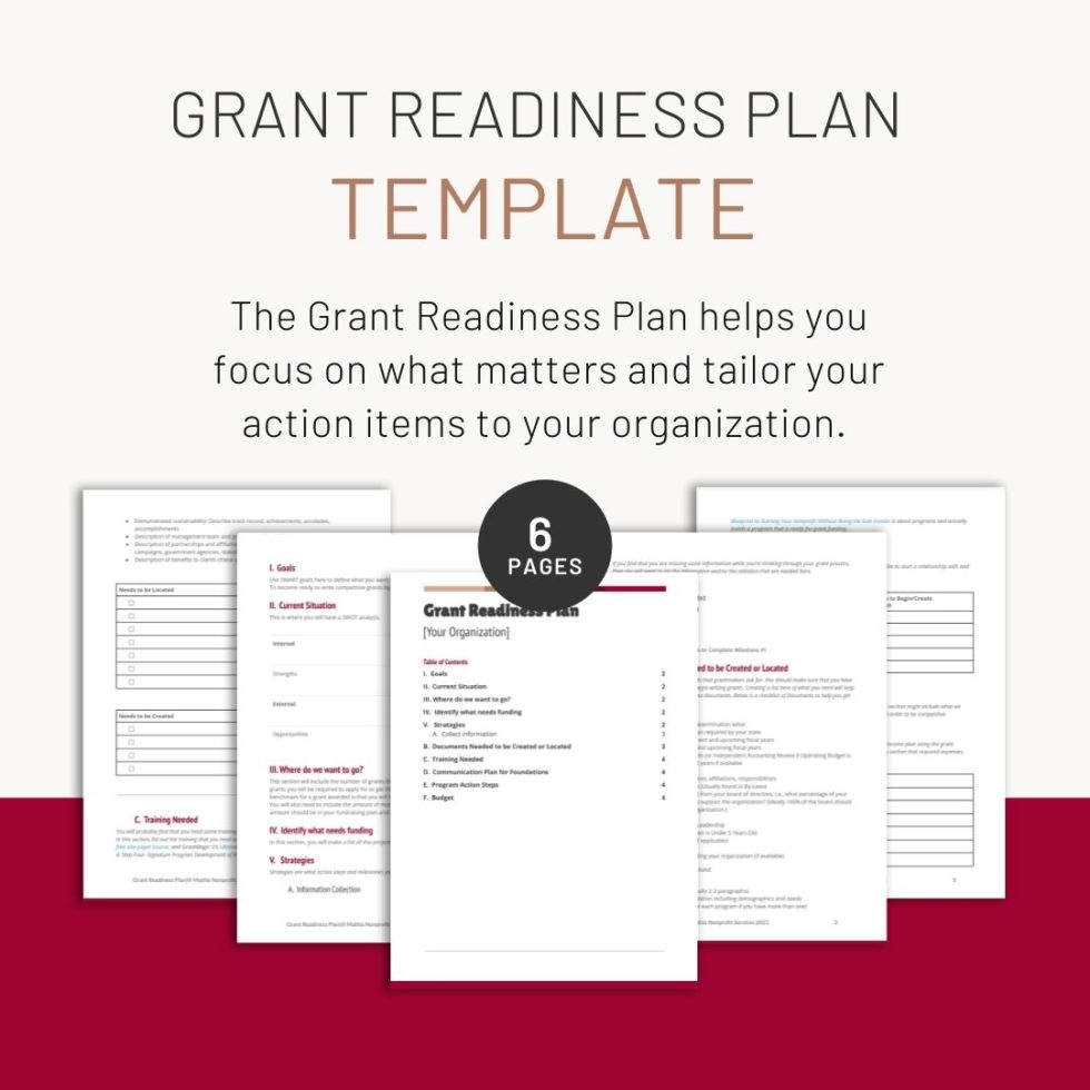 Grant Readiness Plan Template | Landing Pages for Mathis Nonprofit Services
